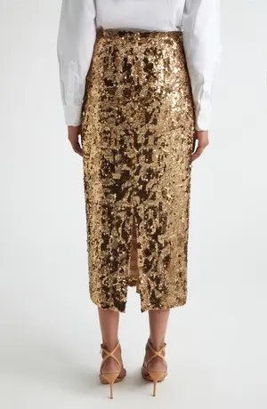 St. John Stevie Stretch Sequin Midi Skirt