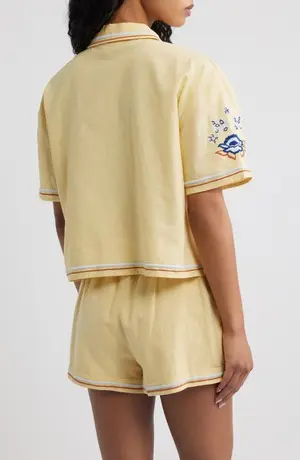 CLEOBELLA Wynona Floral Embroidered Cotton & Linen Top