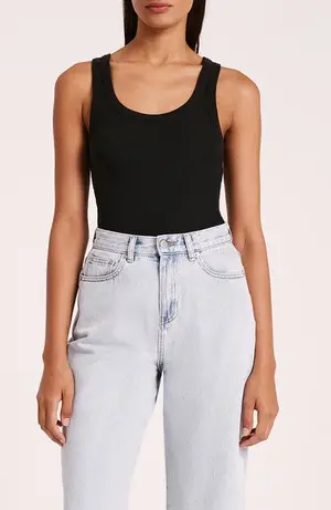 Nude Lucy Ribbed Singlet Top - Black