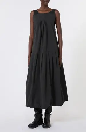 Max Mara Water Repellent Canvas Pleated Dress With Drawstring Hem