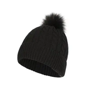 Mountain Warehouse Pom Pom Faux Fur Lined Beanie - Black