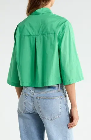CISSA Cropped Cotton Button-up Shirt