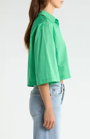 CISSA Cropped Cotton Button-up Shirt
