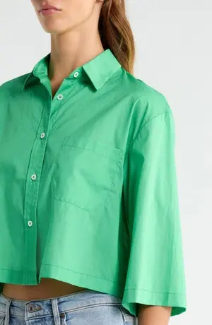 CISSA Cropped Cotton Button-up Shirt