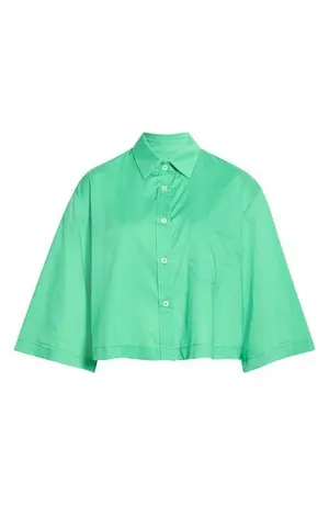 CISSA Cropped Cotton Button-up Shirt