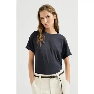 Brunello Cucinelli Sparkling Cashmere And Silk Lightweight Knit T-shirt - Blue
