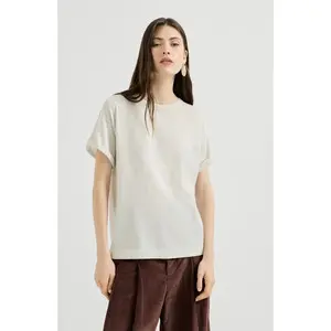 Brunello Cucinelli Brunello Cucinelli Sparkling Cashmere And Silk Lightweight Knit T-Shirt Milk