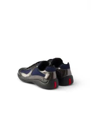 Prada America's Cup Metallic Leather And Bike Fabric Sneakers - Grey