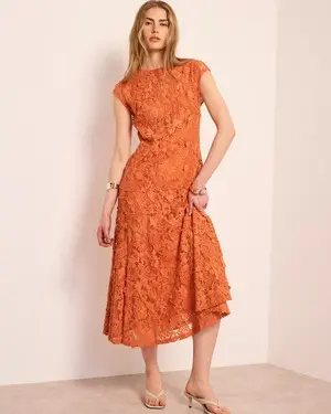 Mint Velvet Sleeveless Appliqué Lace Midi Dress