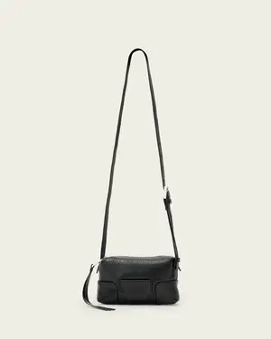 ALLSAINTS Ares Leather Crossbody Bag - Black/silver