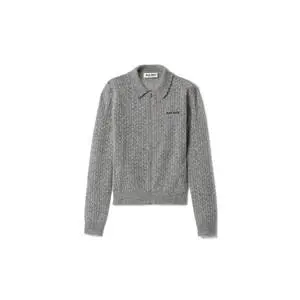 Miu Miu Cashmere And Silk Pointelle Cardigan - Grey