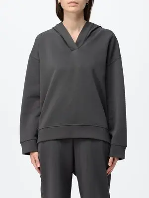 Max Mara Cotton Jersey Hoodie With V-neck - Grey
