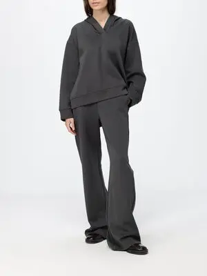Max Mara Cotton Jersey Hoodie With V-neck - Grey