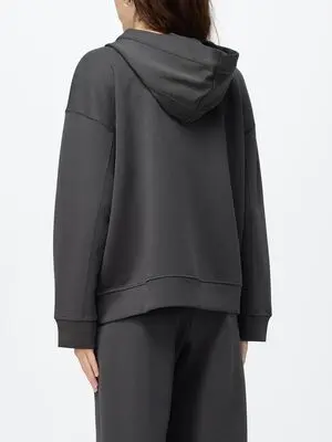 Max Mara Cotton Jersey Hoodie With V-neck - Grey