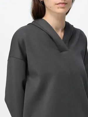 Max Mara Cotton Jersey Hoodie With V-neck - Grey