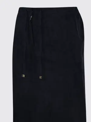 Max Mara Suede Leather A-line Midi Skirt - Blue