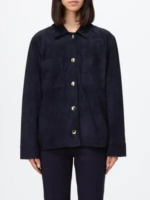 Max Mara Abisso Suede Lambskin Shirt Jacket - Blue
