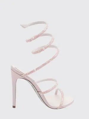 Rene Caovilla Rhinestone Embellished Satin Spiral Strap Stiletto Sandals