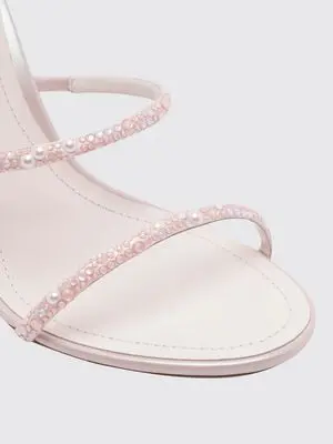 Rene Caovilla Rhinestone Embellished Satin Spiral Strap Stiletto Sandals