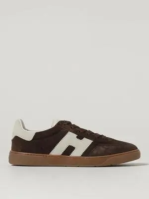 Hogan Smooth And Suede Calfskin Lace-up Sneakers With H Logo - Cocoa