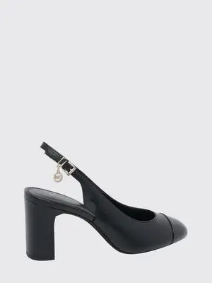 Michael Kors Piper Leather Slingback Pumps With Patent Cap Toe And Block Heel