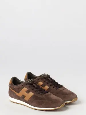 Hogan H699 Sneakers In Calfskin And Suede With Notched Sole - Black