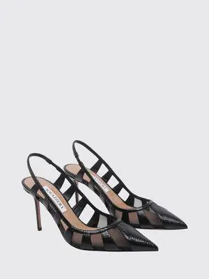 AQUAZZURA Python-print Mesh Nylon Slingback Stiletto Pumps