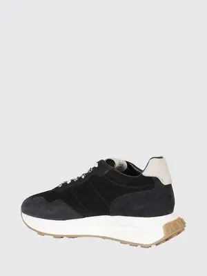 Hogan H641 Sneakers In Calfskin And Suede With Chunky Notched Sole - Navy