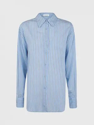 THE FRANKIE SHOP Striped Viscose-blend Shirt - Blue