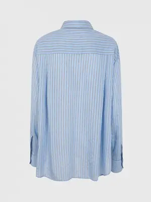 THE FRANKIE SHOP Striped Viscose-blend Shirt - Blue
