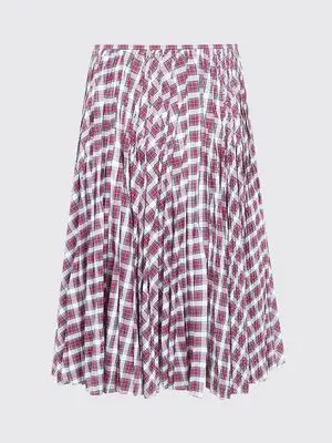 N° 21 Pleated Plaid Midi Skirt