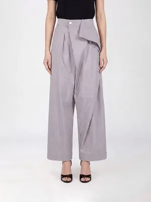 Issey Miyake Akimbo Asymmetric High-waisted Wide-leg Trousers - Grey