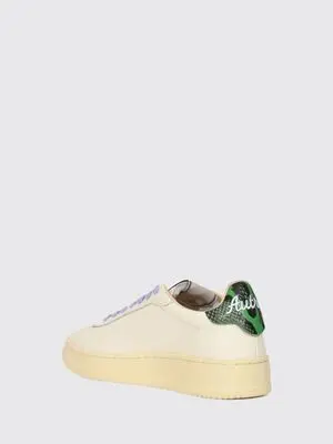 AUTRY Dallas Low Calfskin Trainers With Python-effect Inserts - White 1