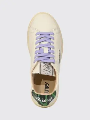 AUTRY Dallas Low Calfskin Trainers With Python-effect Inserts - White 1