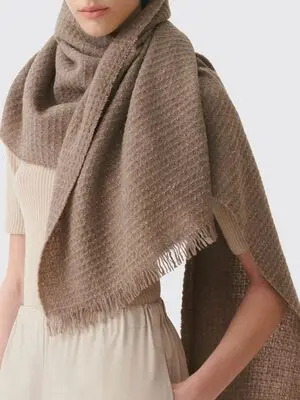 Fabiana Filippi Large Virgin Wool And Cashmere Stole With Fringed Hem - Coffee