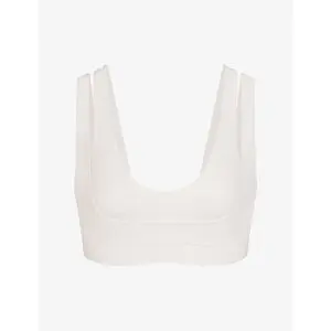 NIKESKIMS Matte Double-strap Scoop-neck Sports Bra - Ivory