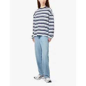 4TH & RECKLESS Coral Striped Stretch-cotton T-shirt