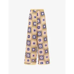 Agua Bendita Roots Wide-leg Cotton-blend Trousers - Multi