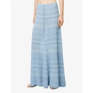 Faithfull The Brand Ria Chevron-pattern Stretch-woven Midi Skirt