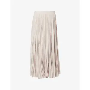 Max Mara Foggia Pleated Woven Midi Skirt