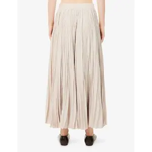 Max Mara Foggia Pleated Woven Midi Skirt