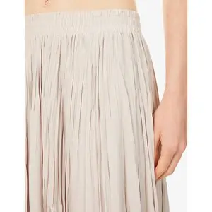 Max Mara Foggia Pleated Woven Midi Skirt
