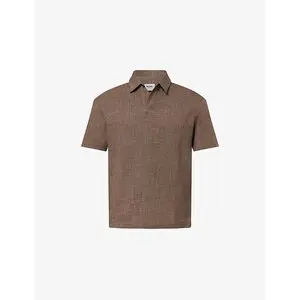 NOBL Thorley Textured Woven Polo Shirt - Brown