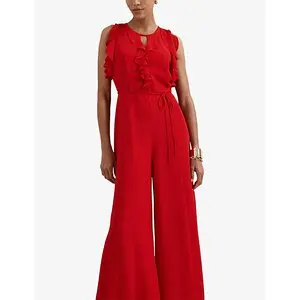 PHASE EIGHT Rachel Ruffle-trim Tie-waist Woven Jumpsuit