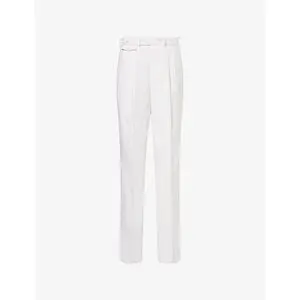 Dunhill Double-pleated Straight-leg Linen Trousers - Ivory