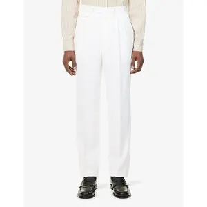 Dunhill Double-pleated Straight-leg Linen Trousers