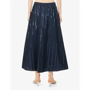 Max Mara Fiordi Sequin-embroidered Cotton Midi Skirt