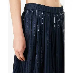 Max Mara Fiordi Sequin-embroidered Cotton Midi Skirt