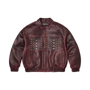 Supreme Multi Studded Leather Jacket 'burgundy