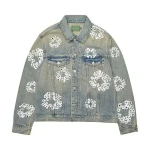 DENIM TEARS Studded Cotton Wreath Denim Jacket 'dirty Wash - Blue